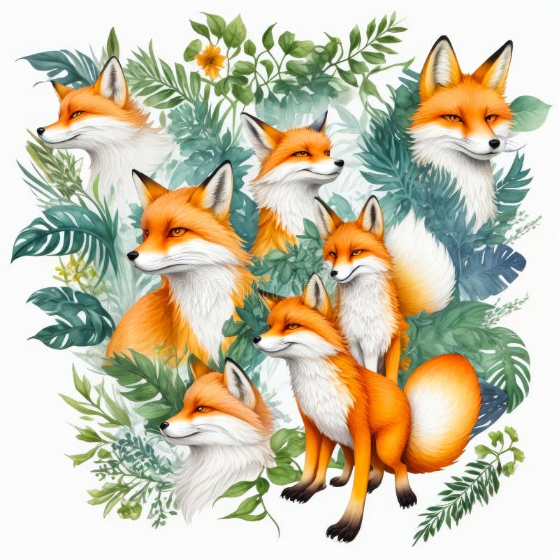 Watercolor Fox Art. Creative Animal Illustration Stock Image - Image of ...