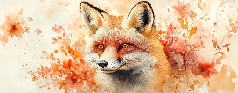 Watercolor Fox Face, Warm Orange Fox, AI Generated Stock Photo - Image ...