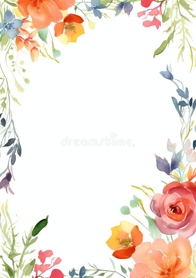 Watercolor Frame Border on White Background Stock Illustration ...