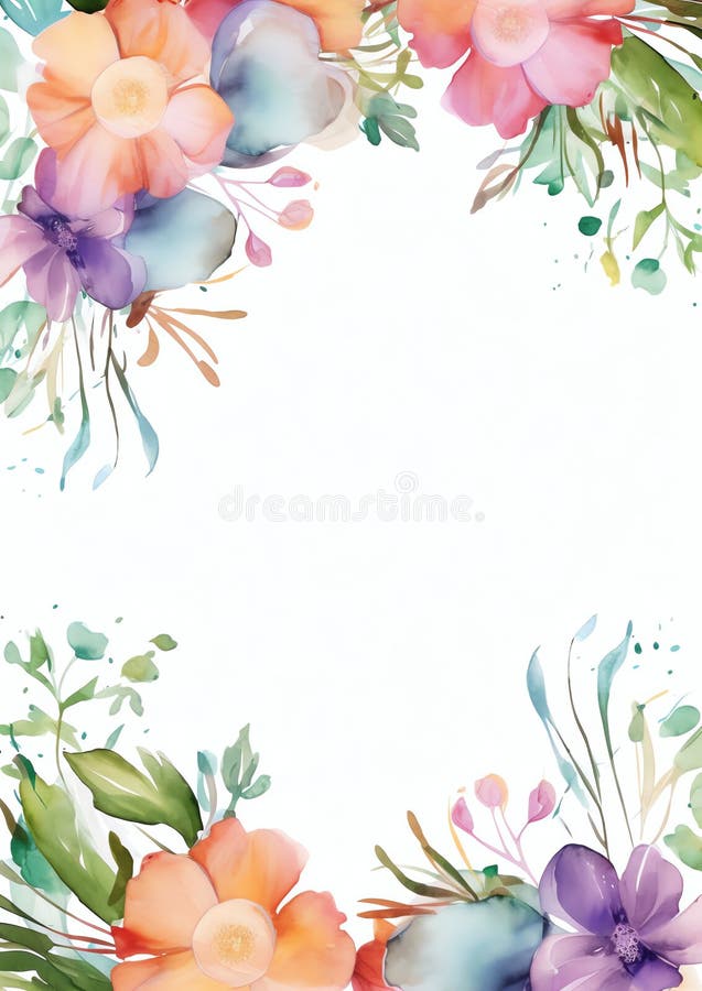 Watercolor Frame Watercolor Border on White Background Stock ...