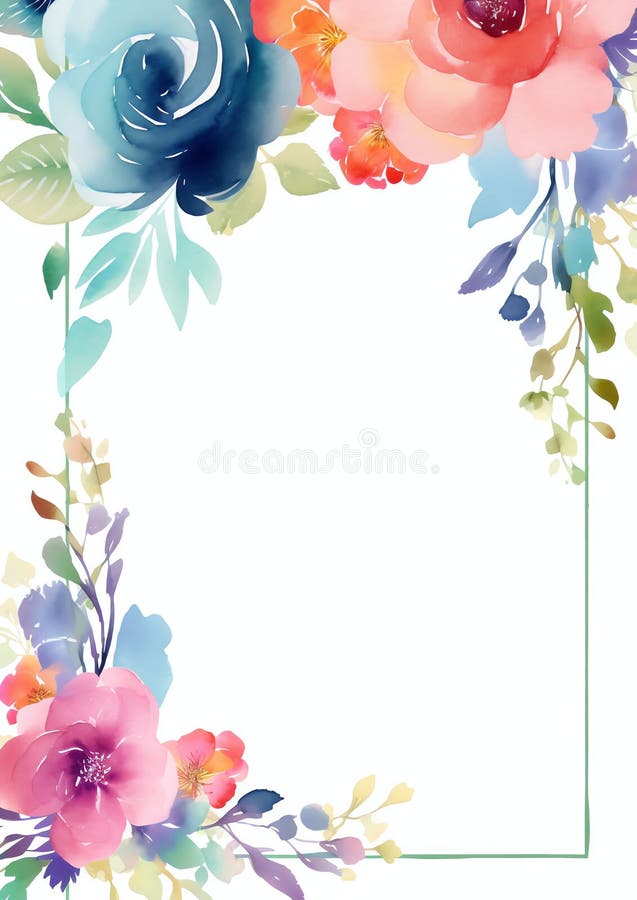 Watercolor Frame Watercolor Border on White Background Stock ...
