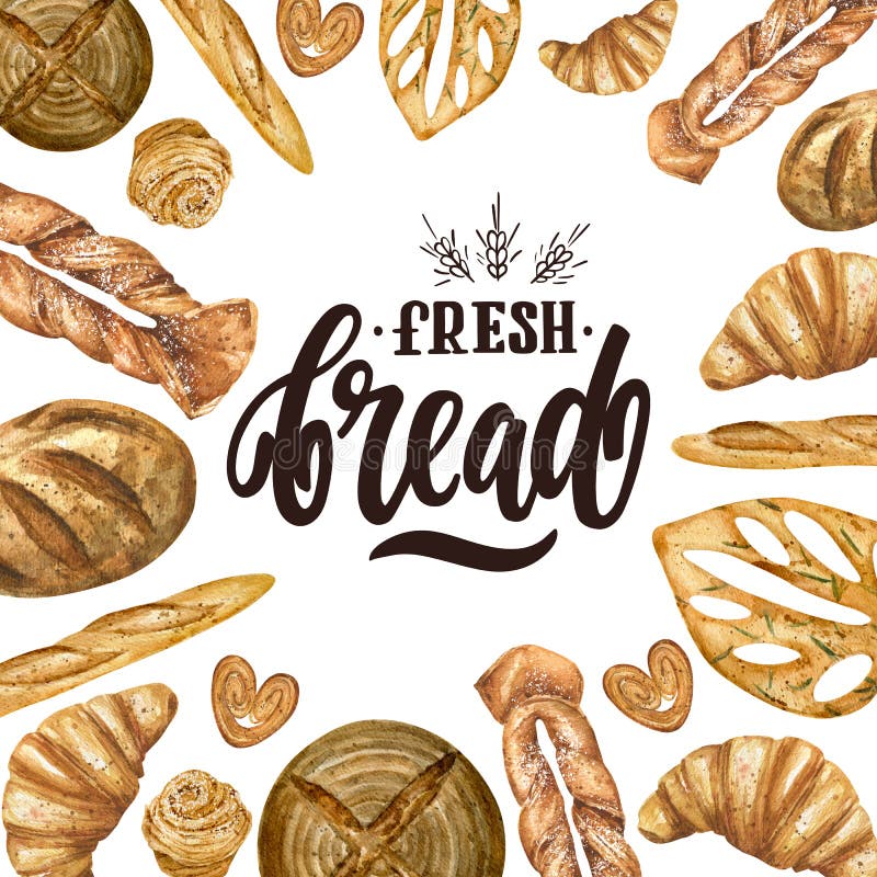 Bakery Logo in Frame of Bread. Stock Illustration - Illustration of ...