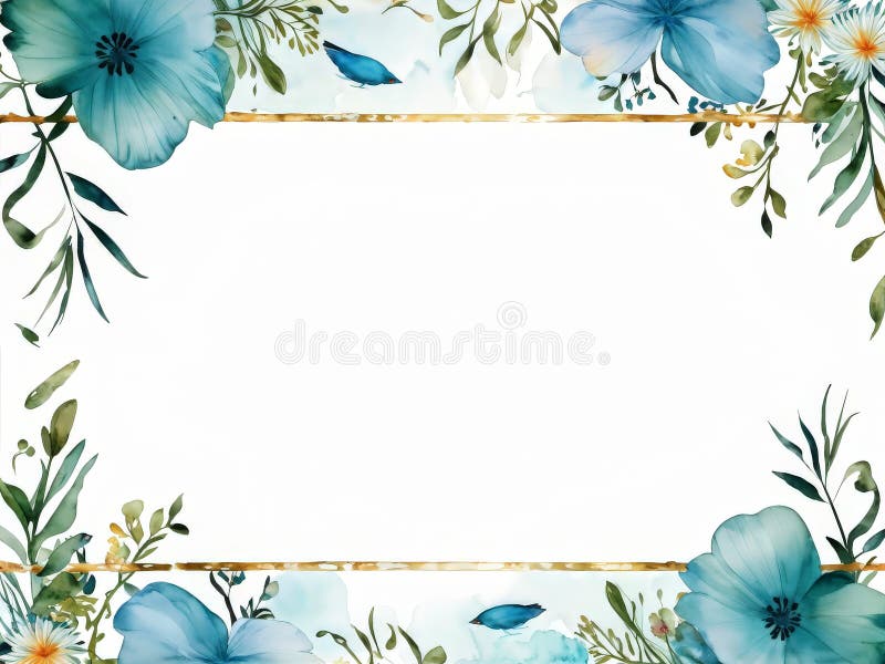 Watercolor Frame with Flowers and Plants. Stock Illustration ...