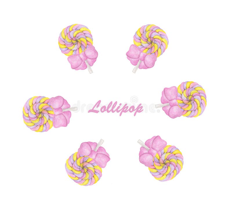 Set of Lollipop, Round Sweets on a Stick, Isolated on White Stock ...
