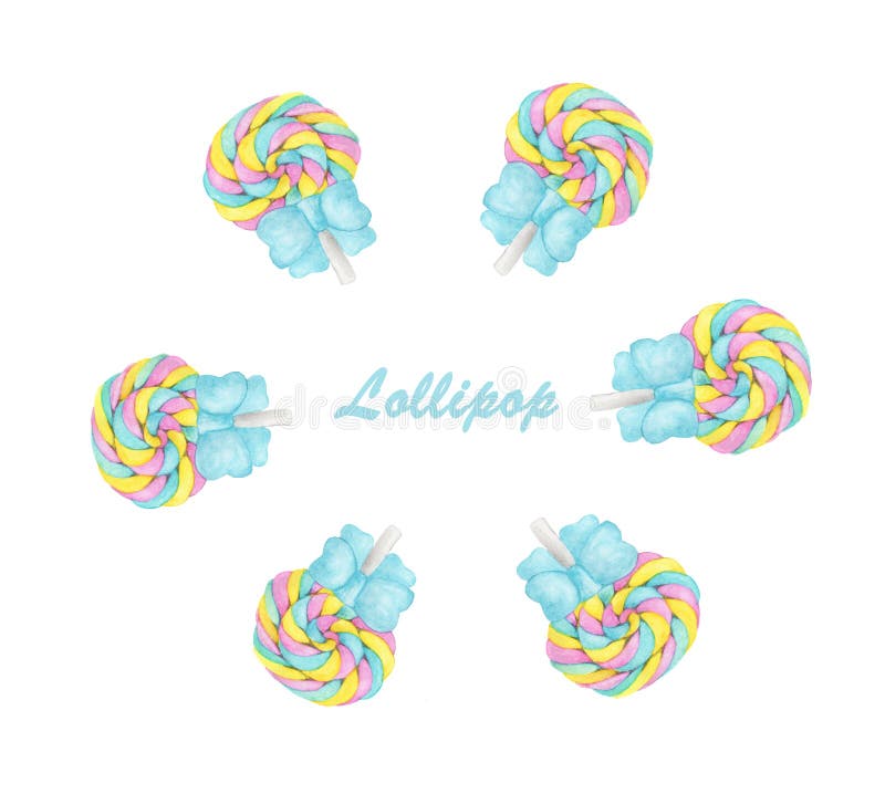 Watercolor Frame with Lollipop. Round Frame of Sweets Stock ...