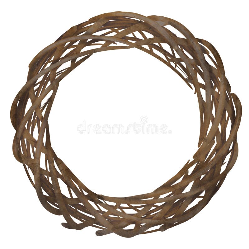 Watercolor Frame Made of Branches. Decorative Round Frame of Vine ... Watercolor Frame Made of Branches. Decorative Round Frame of Vine ...