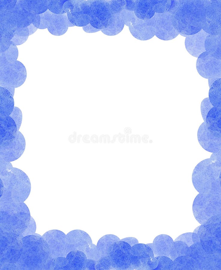 A Watercolor Frames Featuring Soft Blue Clouds on Isolated Background ...