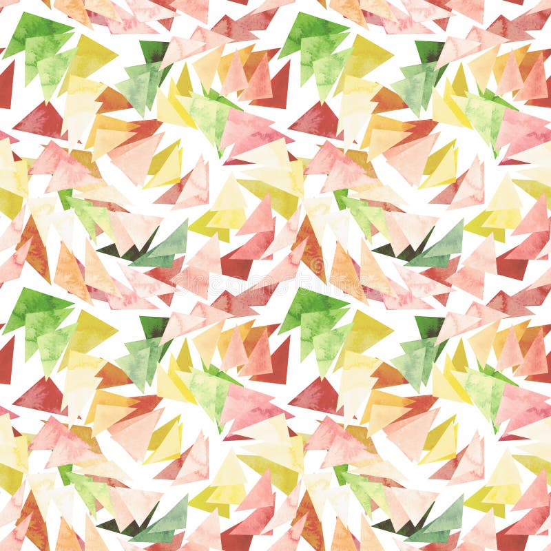 Watercolor Fresh Colorful Triangles Seamless Abstract Pattern Stock ...