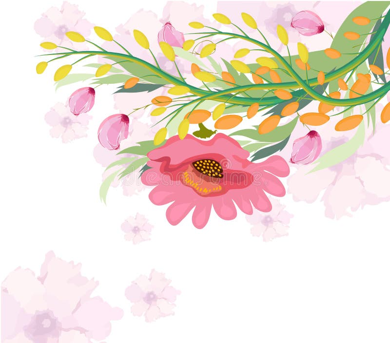 Watercolor Fuchsia flower stock vector. Illustration of flora - 55319483