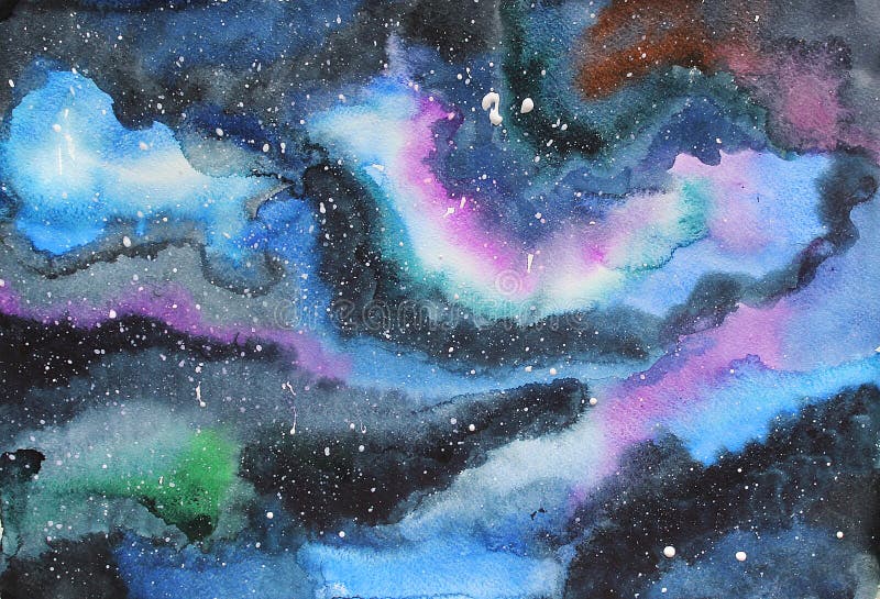 Watercolor Galaxy Illustration. Stock Illustration - Illustration of ...