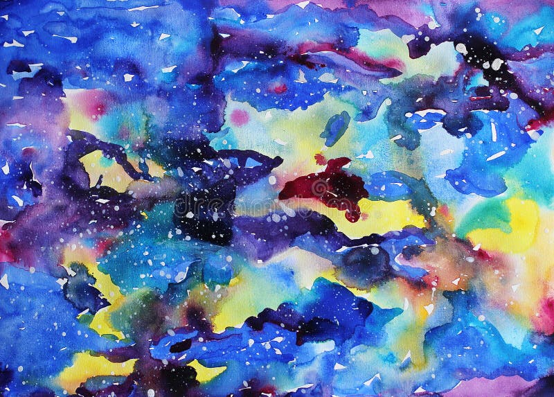 Watercolor Galaxy Illustration. Stock Illustration - Illustration of ...