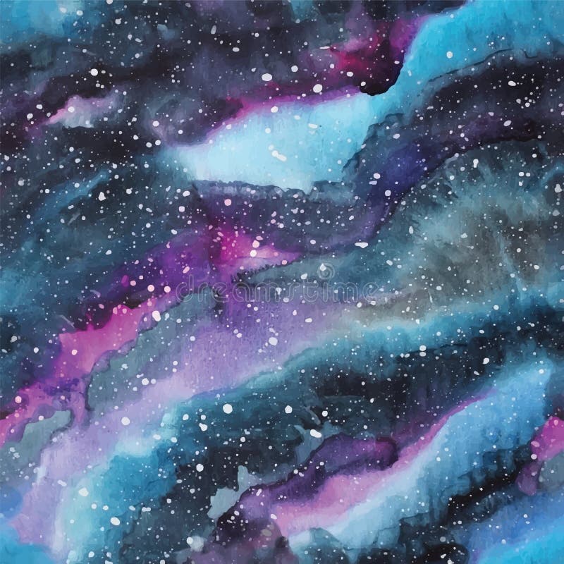 Watercolor Galaxy Illustration. Seamless Pattern. Stock Vector ...