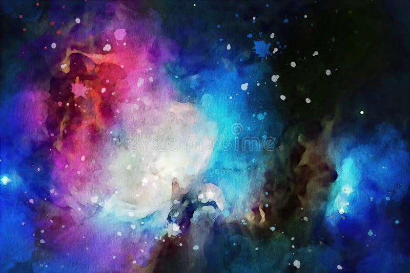 Watercolor Galaxy Nebula Background Stock Illustration - Illustration ...