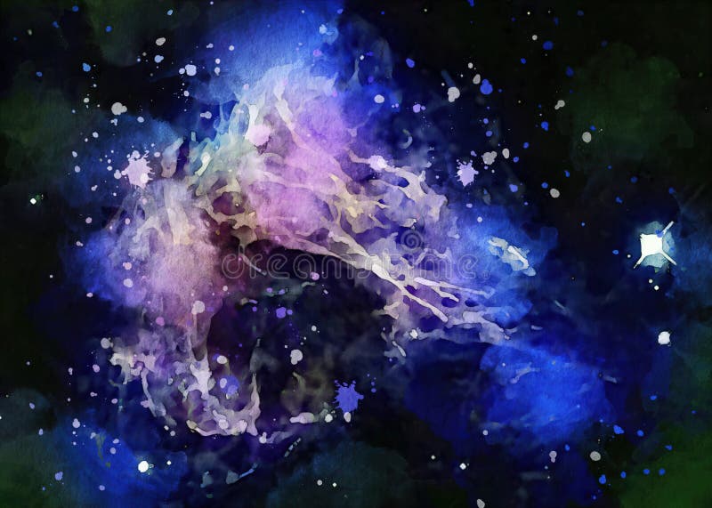 Watercolor Galaxy Nebula Background Stock Illustration - Illustration ...