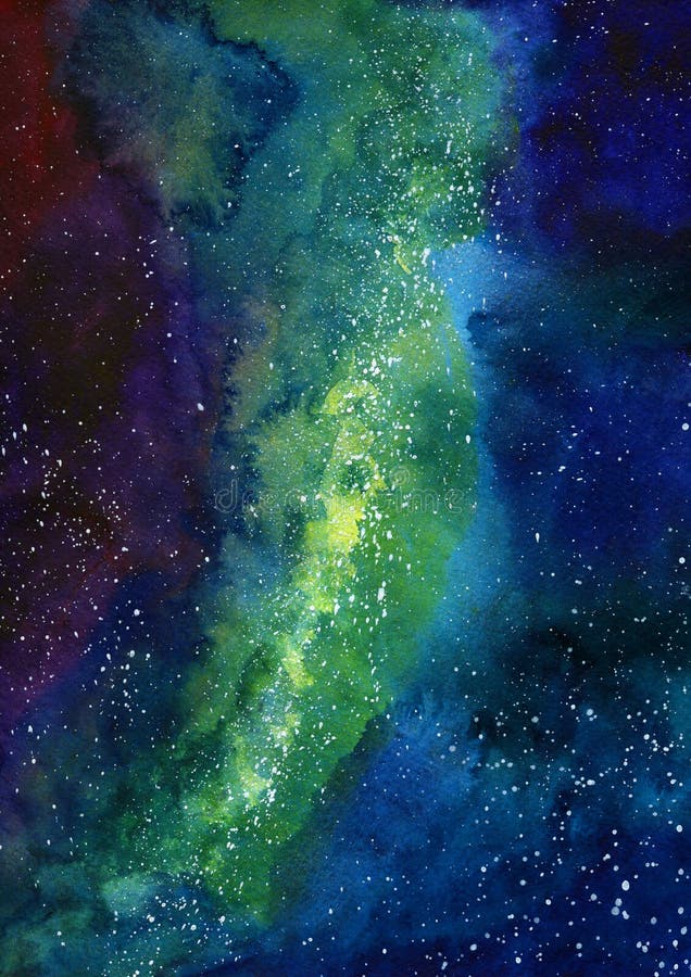 Watercolor Galaxy Nebula Space Image Background with Stars Stock ...