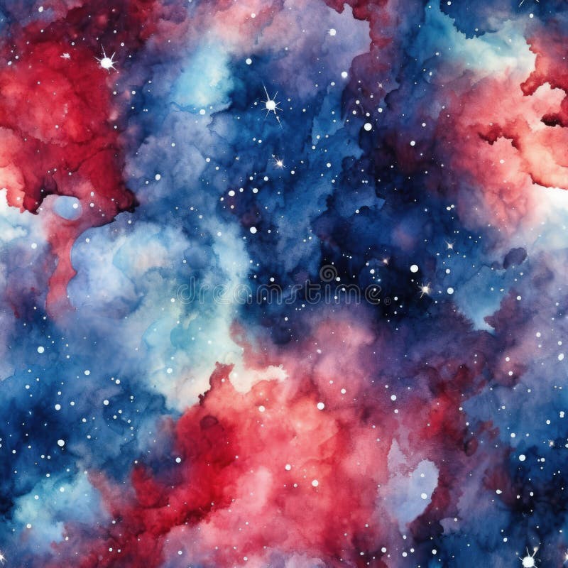 Watercolor Galaxy Scarlet Pattern Stock Illustration - Illustration of ...