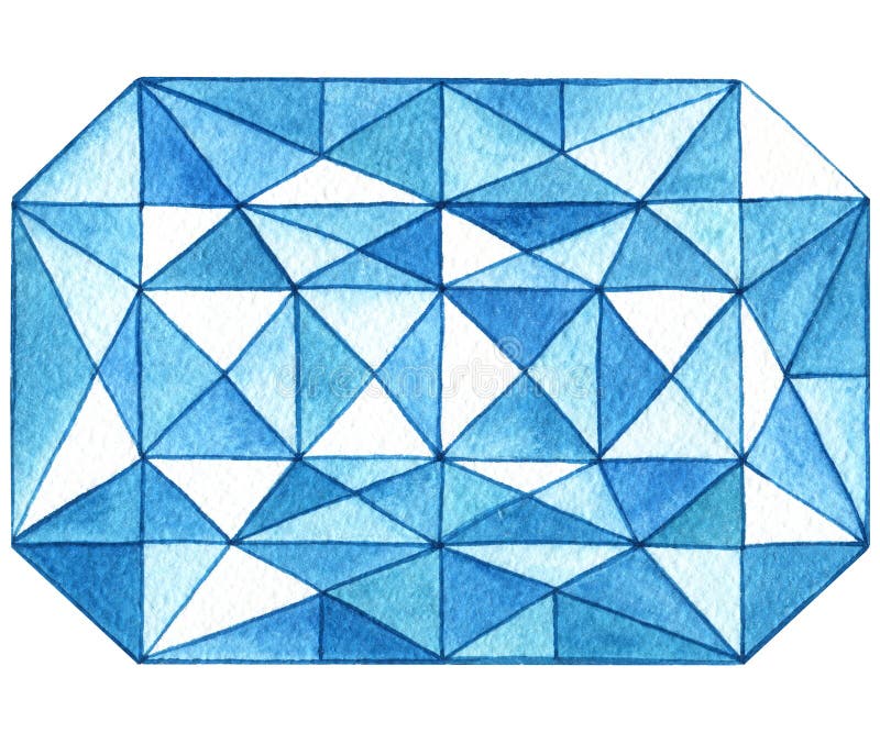 Watercolor Gemstone in the Rectangle Shape Isolated on the White ...