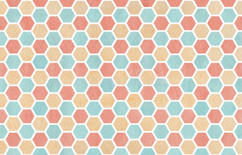 Watercolor Geometrical Comb Pattern. Stock Illustration - Illustration ...