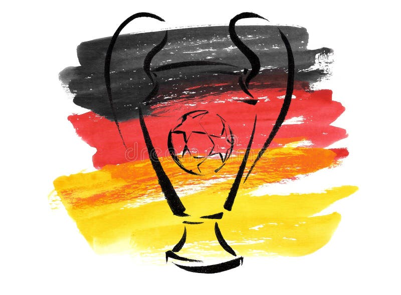 Watercolor German Flag, Abstract Banner of Germany with Ink Winner Cup ...