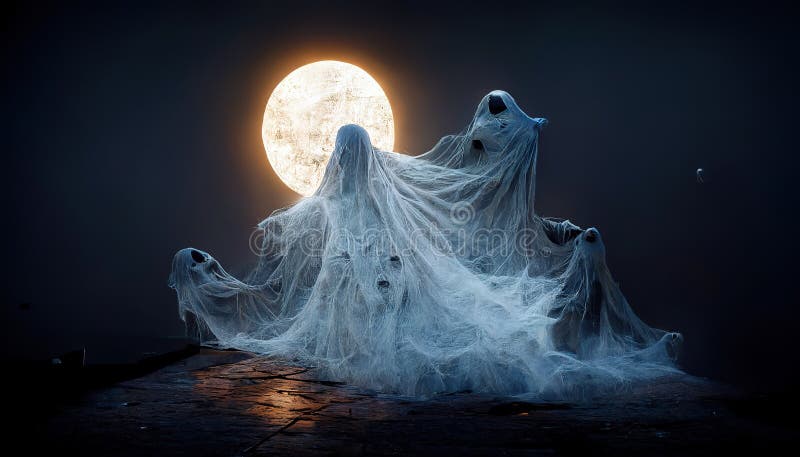 3D Rendering Ghost in Ray of Moonlight. Stock Illustration ...