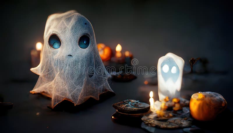 3D Rendering Ghost in Ray of Moonlight. Stock Illustration ...