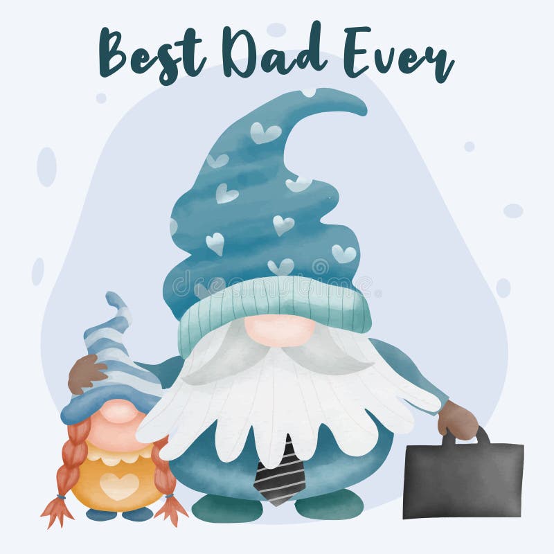 Watercolor Gnomes Fatherâ€™s Day Stock Illustration - Illustration of ...