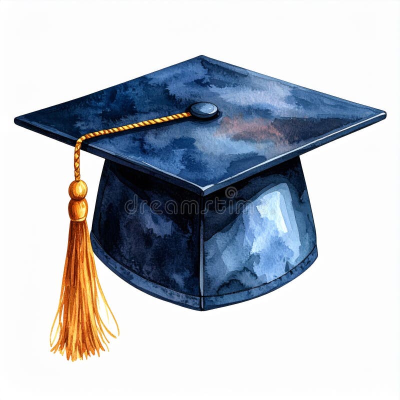 Watercolor Graduation Cap Illustration Stock Illustration ...