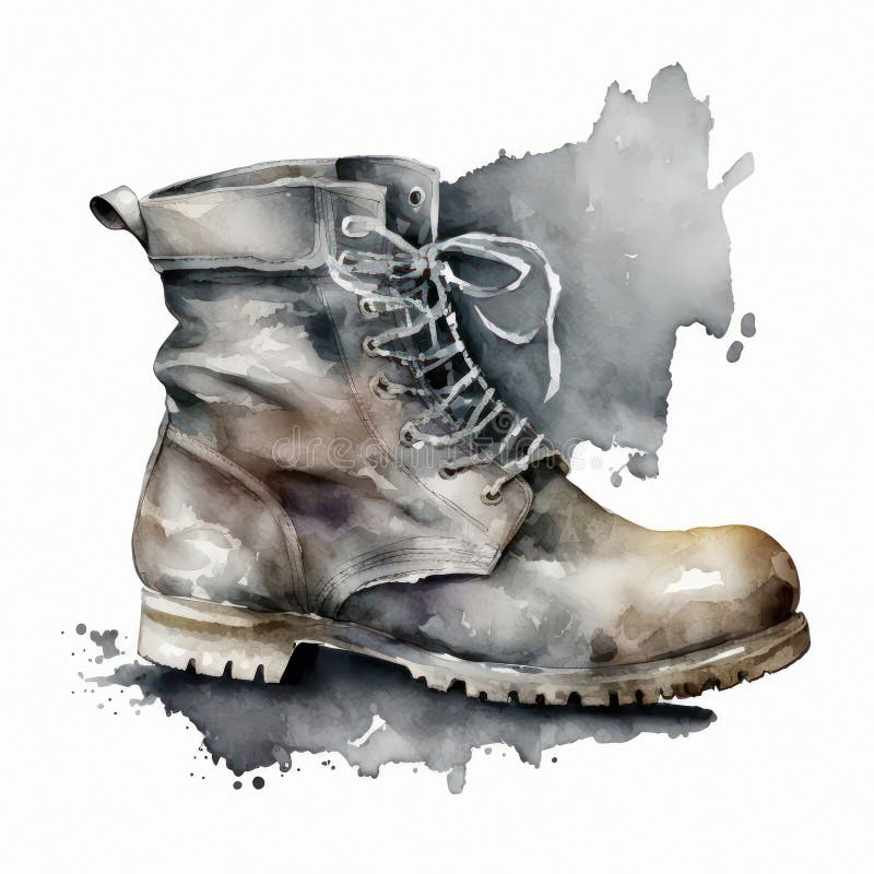 Watercolor gray boot. stock illustration. Illustration of cloth - 272866388