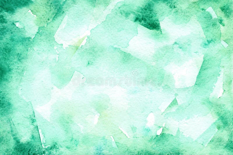 Watercolor Green Gradient Background With Natural Paper Texture Stock