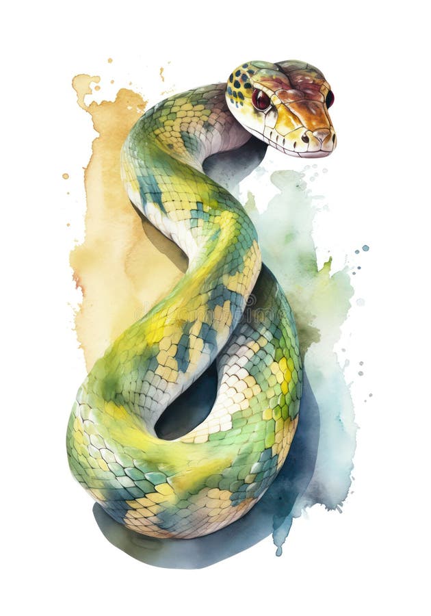 Green Snake Watercolor Stock Illustrations – 2,114 Green Snake ...