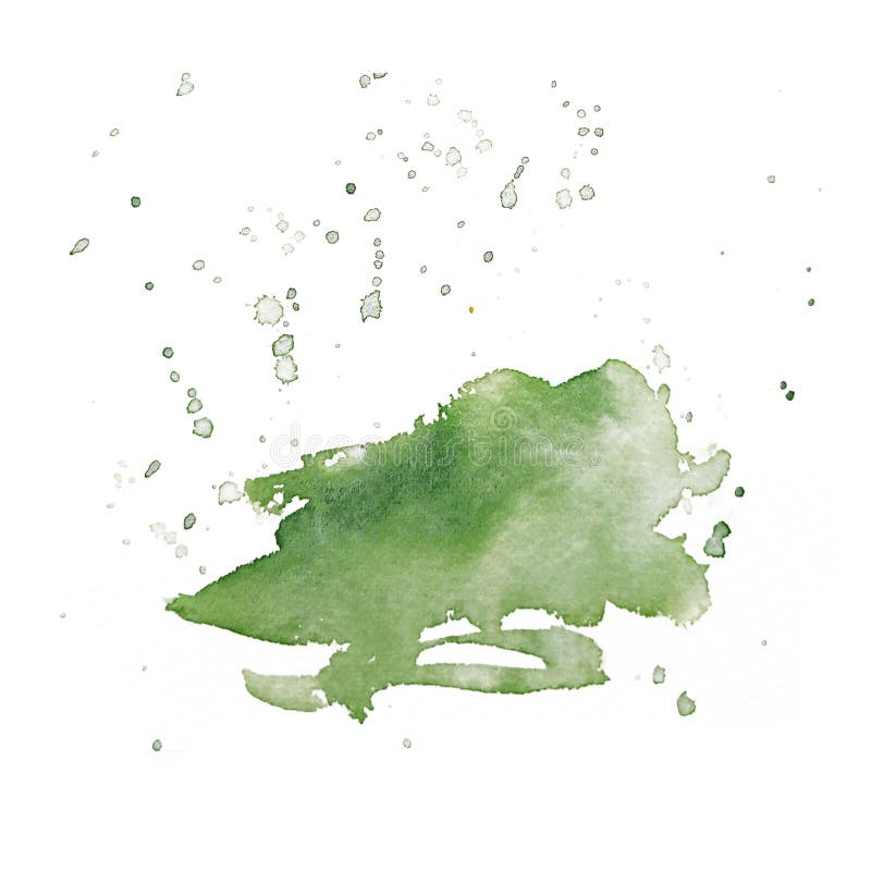 Watercolor Green Splash and Splattered Illustration Isolated Stock ...