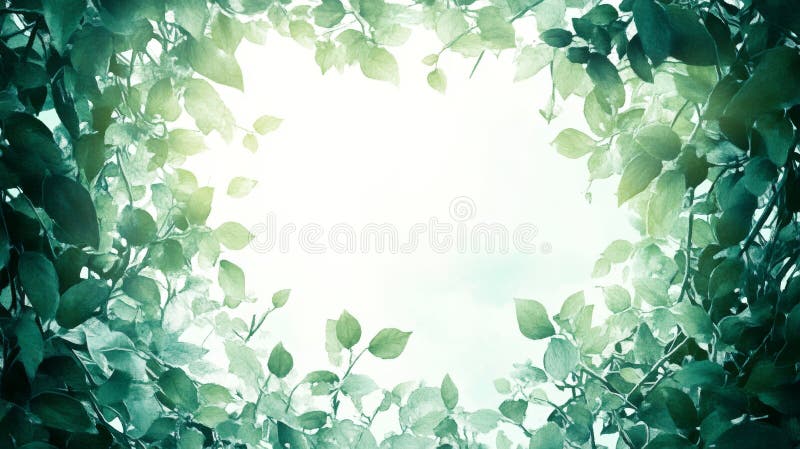 Watercolor Greenery Borders Framing an Empty Text Space, Isolated on a ...