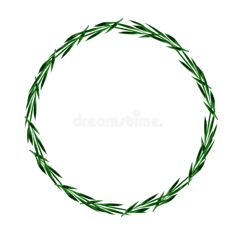 Watercolor Greenery Branches Frame. Floral Wreath Template on White ...