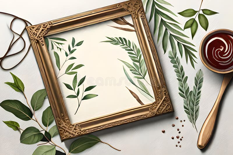 Watercolor Greenery Frames Borders Clip Art Stock Illustration ...