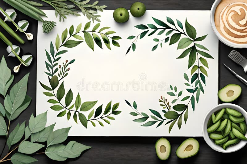 Watercolor Greenery Frames Borders Clip Art Stock Illustration ...