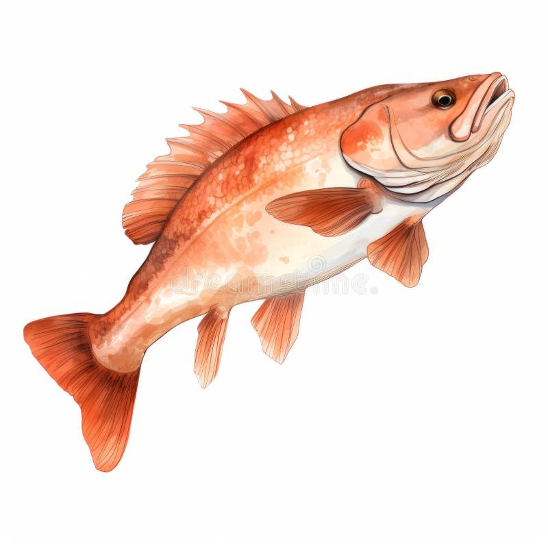 Watercolor Haddock Clipart on White Background Stock Illustration ...