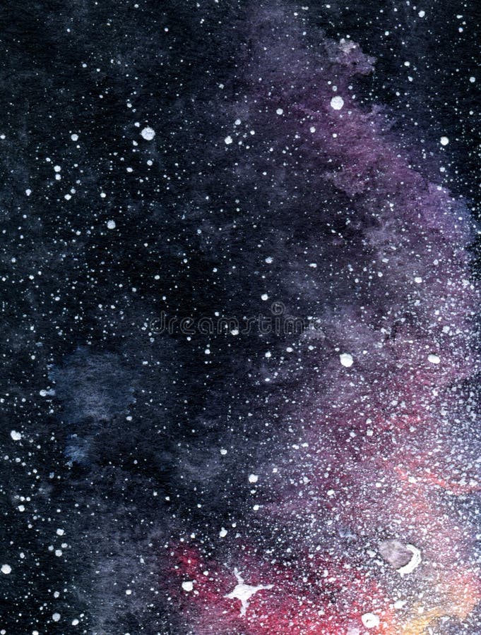 Watercolor Hand Drawn Background of Space, Stars, Constellation, Nebula ...