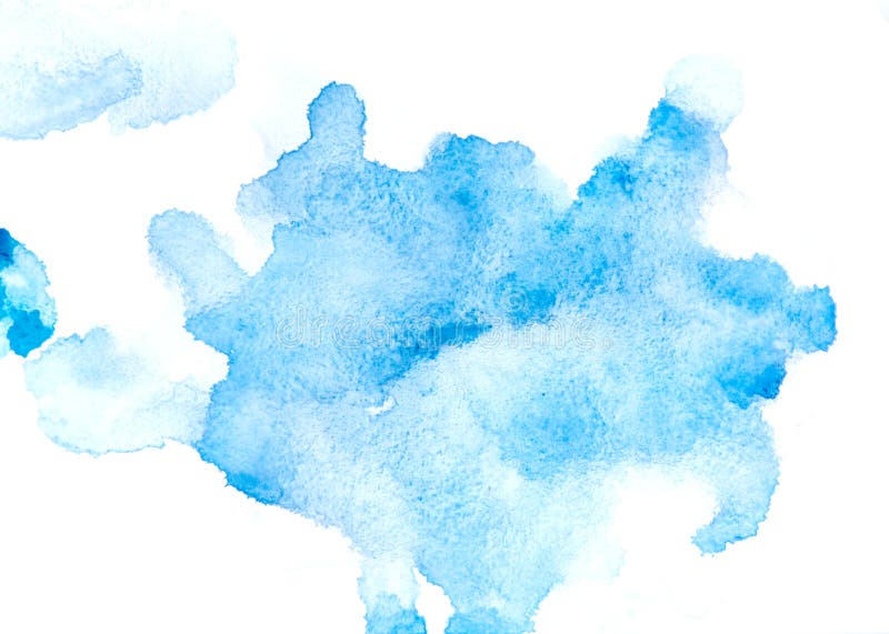 Watercolor Hand Drawn Blue Spot Texture Isolated on White Background ...