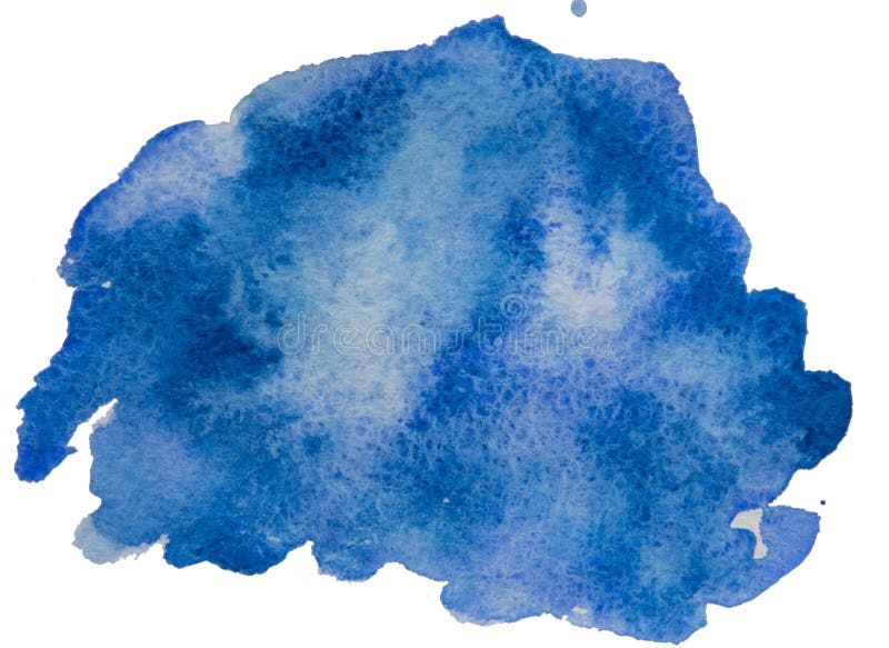 Watercolor Hand Drawn Blue Spot Texture Isolated on White Background ...