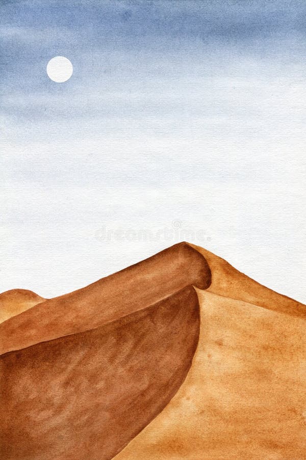 7003 Watercolor Hand Drawn Desert Sand Dune Landscape Stock Photo ...