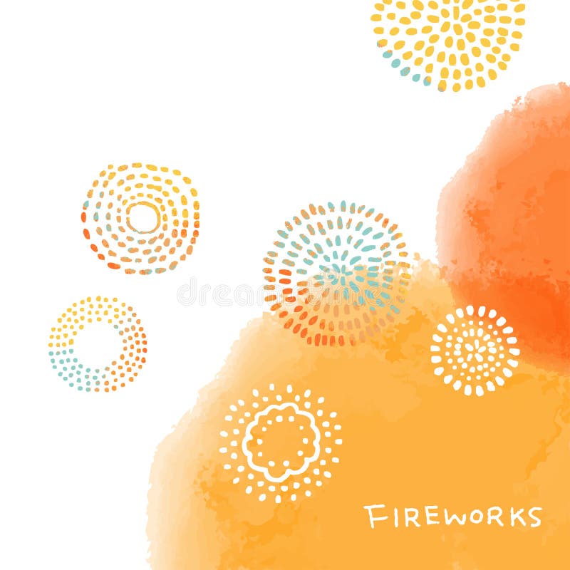 Watercolor Hand Drawn Festive Fireworks Stock Vector - Illustration of ...