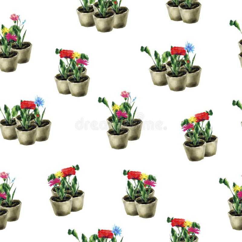 Watercolor Hand Drawn Garden Plant Seamless Pattern Stock Illustration ... Watercolor Hand Drawn Garden Plant Seamless Pattern Stock Illustration ...