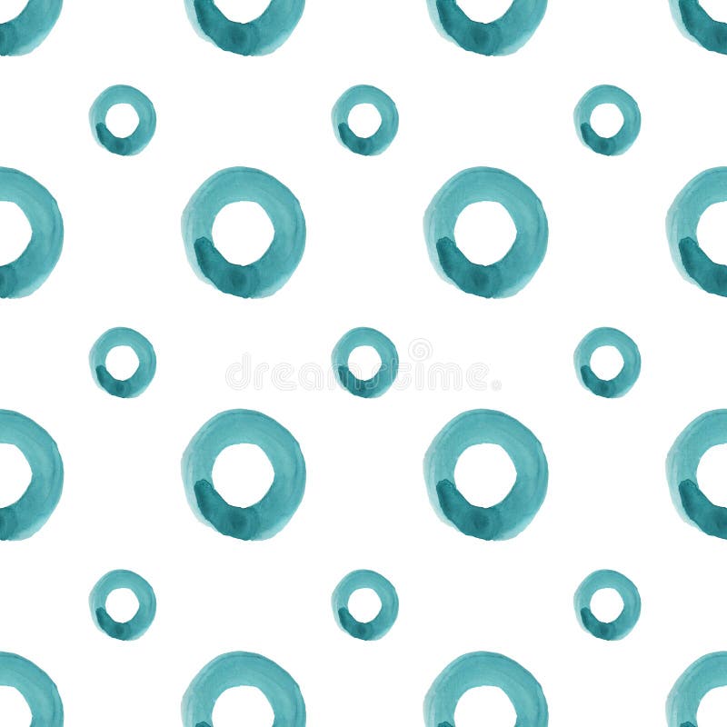 Watercolor Hand Drawn Seamless Pattern with a Blue Circle Stock ...