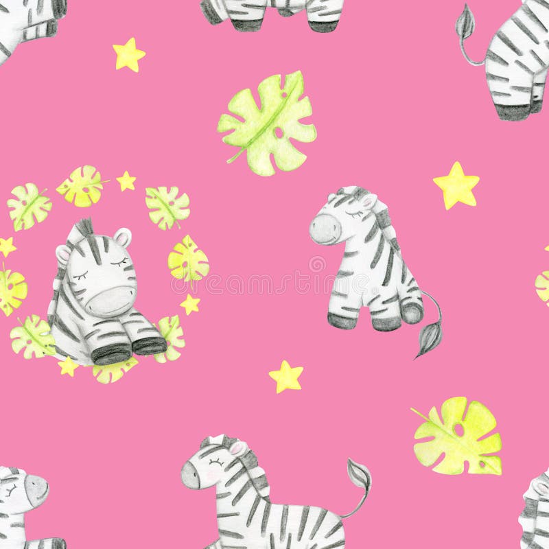 Watercolor Hand Drawn Seamless Pattern with Cute Zebra Safari Stock ... Watercolor Hand Drawn Seamless Pattern with Cute Zebra Safari Stock ...