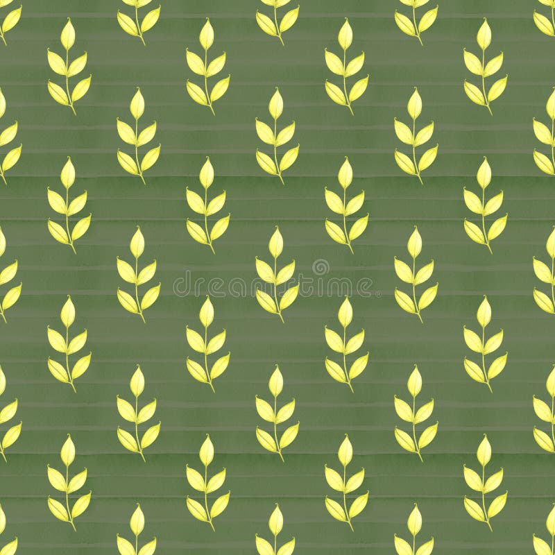 Watercolor Hand Drawn Seamless Pattern with Spring Tender Leaves Stock Illustration ...