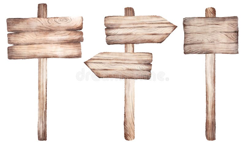 Watercolor Hand Drawn Set with Illustration of Empty Direction ...