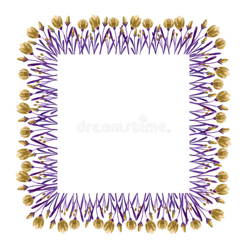 Watercolor Hand Drawn Floral Round Frame with Tiny Flowers. Stock ...