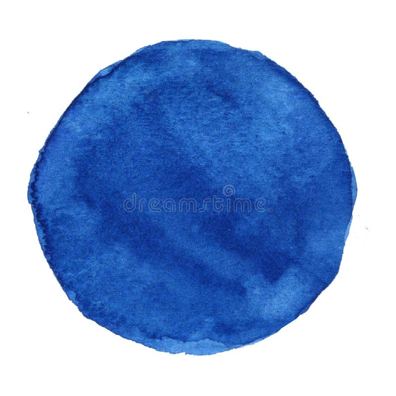 Watercolor Hand Painted Circle. Beautiful Design Elements. Blue ...