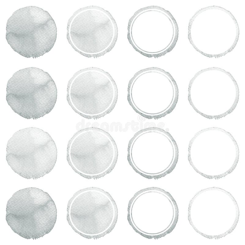 Watercolor Hand Painted Circle Shape Design Elements. Grey Banners Set ...