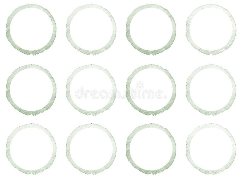 Watercolor Hand Painted Circle Shape Design Elements. Grey Banners Set ...